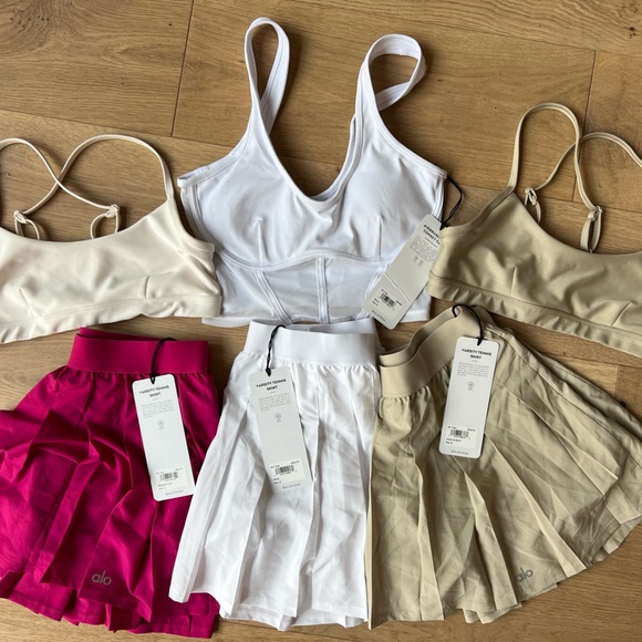 ALO Yoga | Other | 3 Alo Yoga Tennis Skirts And Bras Sets | Poshmark